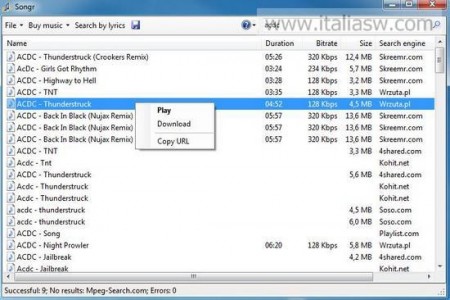 Songr: Ricerca e Download MP3 da Windows • Italia SW
