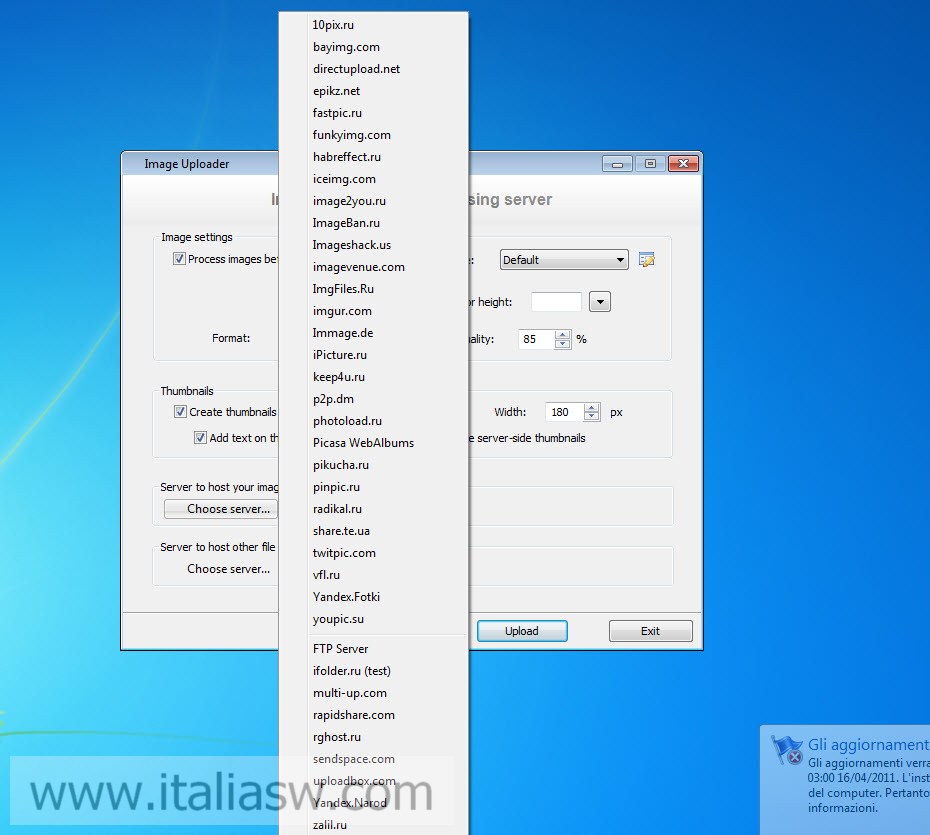 Image Uploader, sw per caricare i file nei servizi di image hosting ...